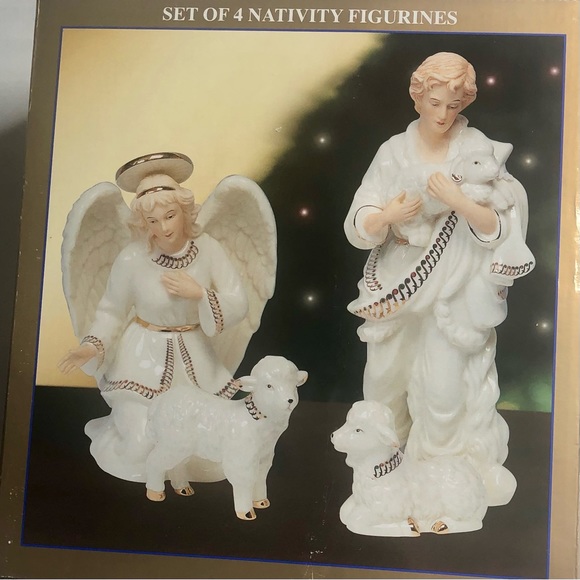 Holiday | Jade Porcelain Rare Vintage Nativity Set Shepherd Lamb Angel ...